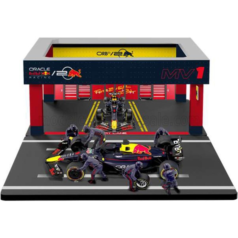 Red Bull RB20 Diorama Garage Pit-Stop 1 Max Verstappen F1 2024 Bburago 18-38453-V - Miniatures ...