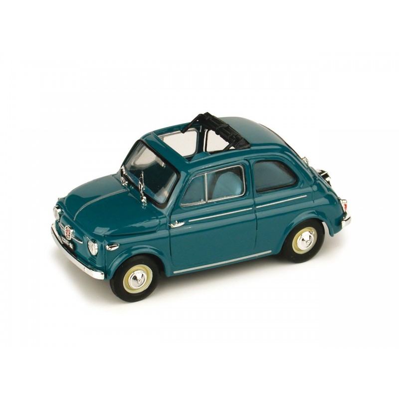 Fiat 500 Nuova Open 1959 Blue Brumm R364-05 - Miniatures Autos Motos