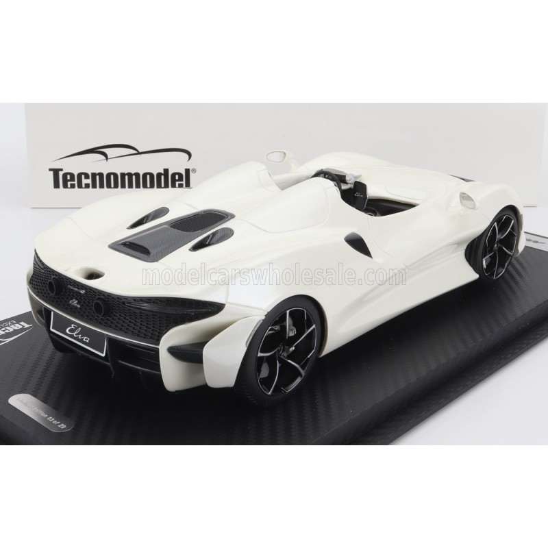 McLaren Elva 2020 Pearl White Tecnomodel T18-EX09E - Miniatures Autos Motos